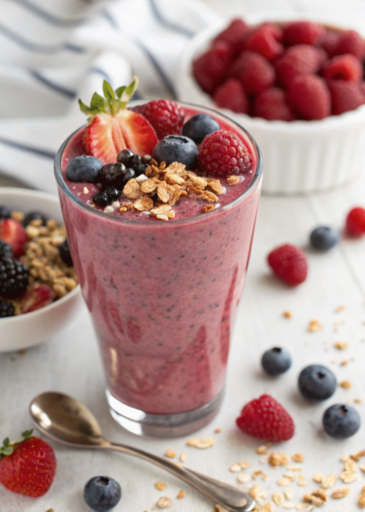 High Protein Berry Fertility Smoothie - mamaslittlemunchkins.com